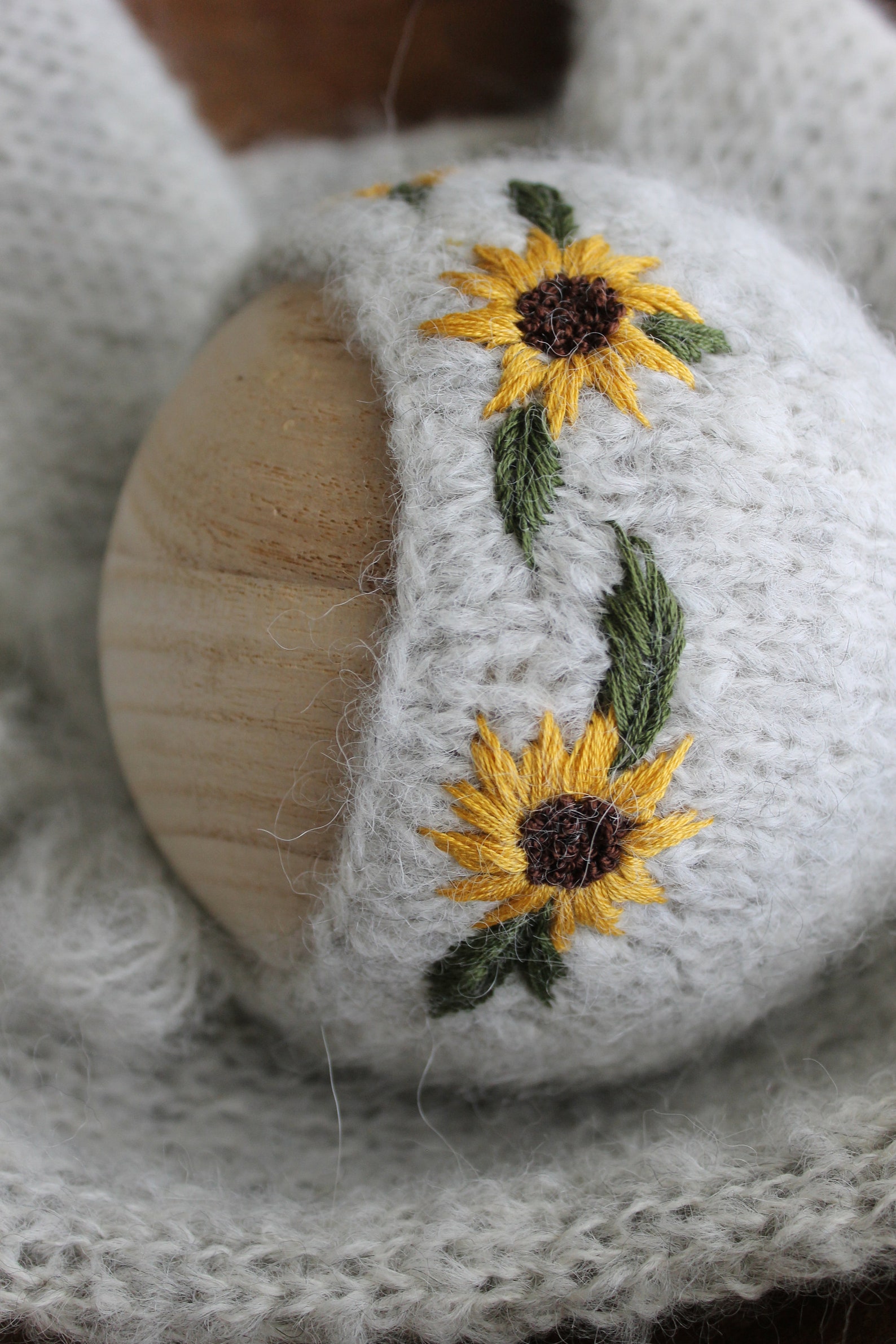 Light Grey Sunflower Embroidered Bonnet Newborn Bonnet and - Etsy