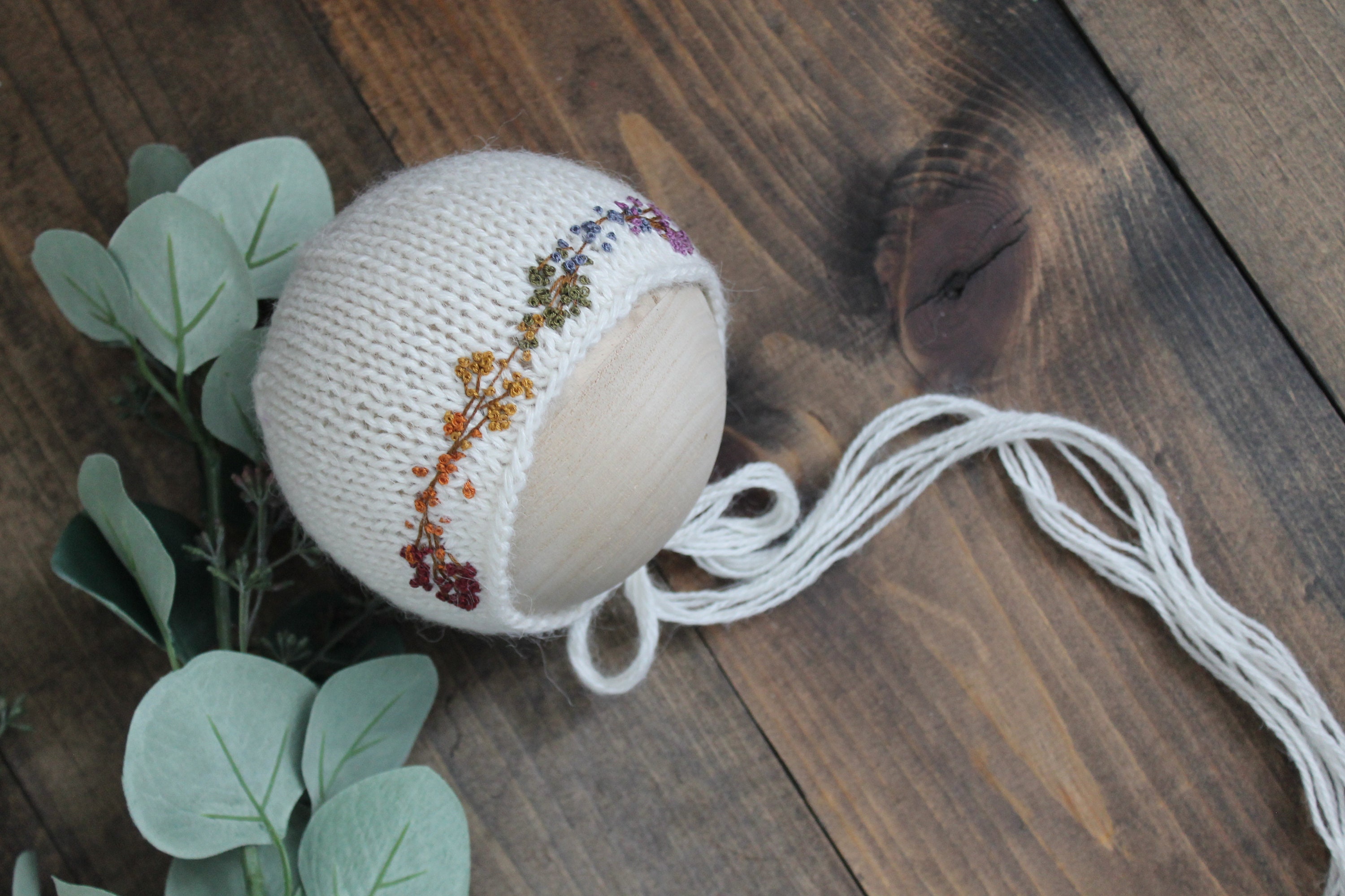 Rainbow Baby Floral Embroidered Bonnet Newborn | Etsy