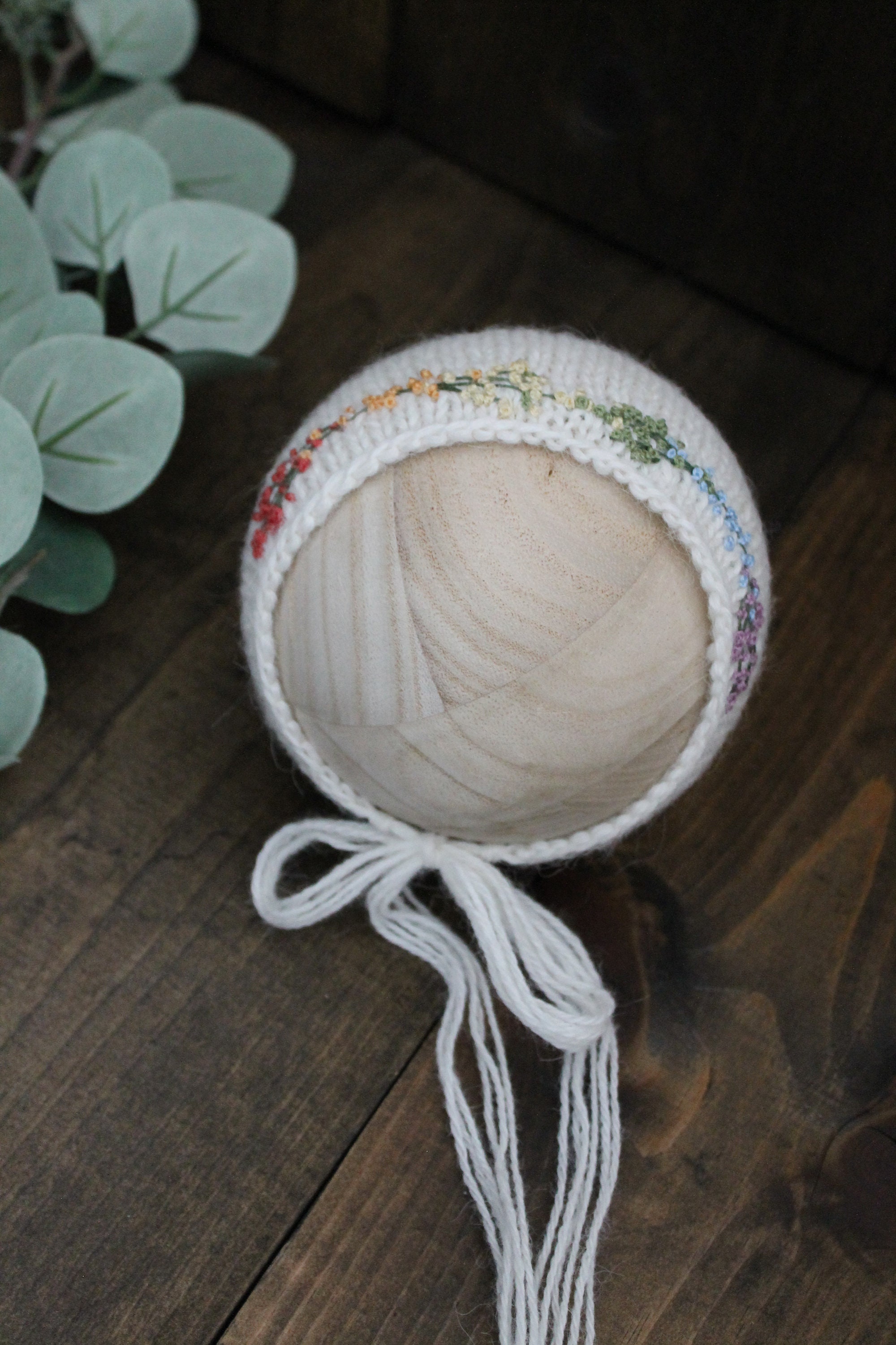 Rainbow Baby Floral Embroidered Bonnet Newborn | Etsy