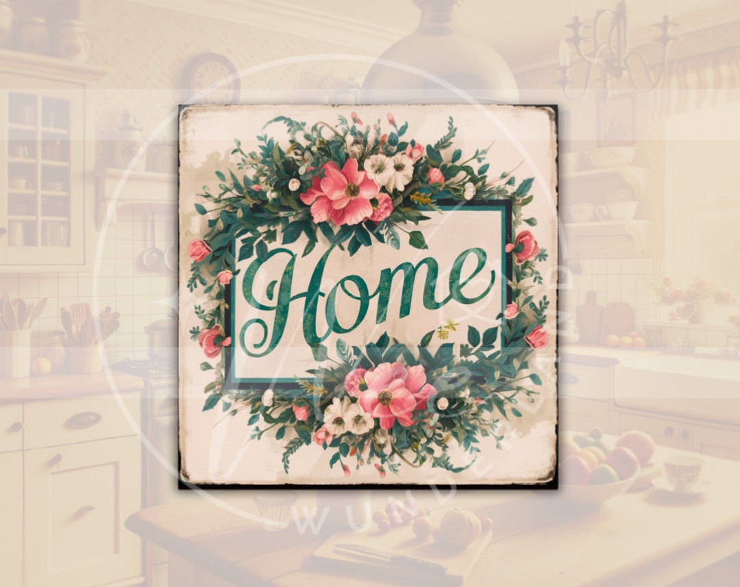 Vintage Home Sign With a Vintage Floral Shabby Aesthetic Mini Dollhouse ...