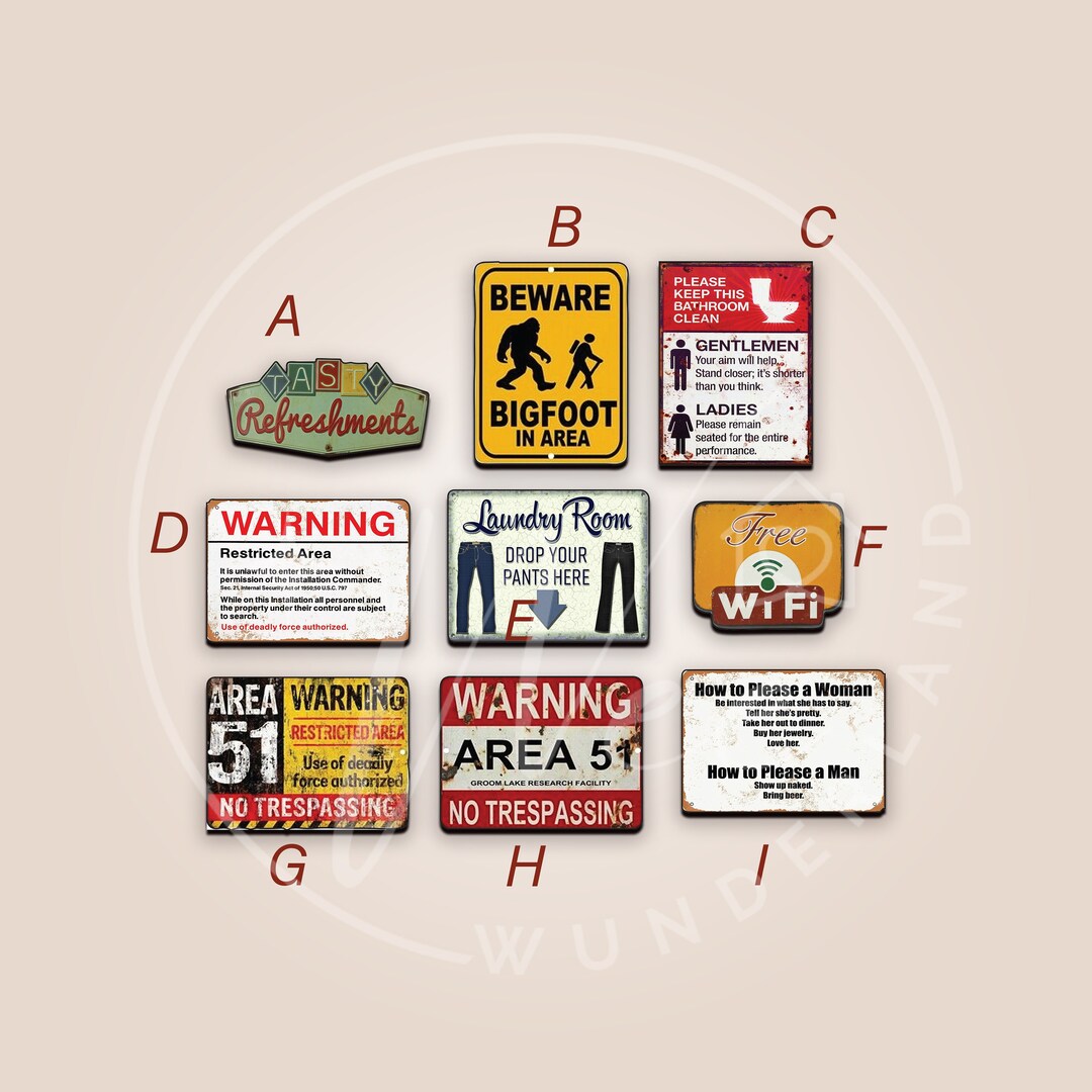 Miniature Warning Signs, Miniature Dollhouse Decor Wall Art, Shadowbox ...