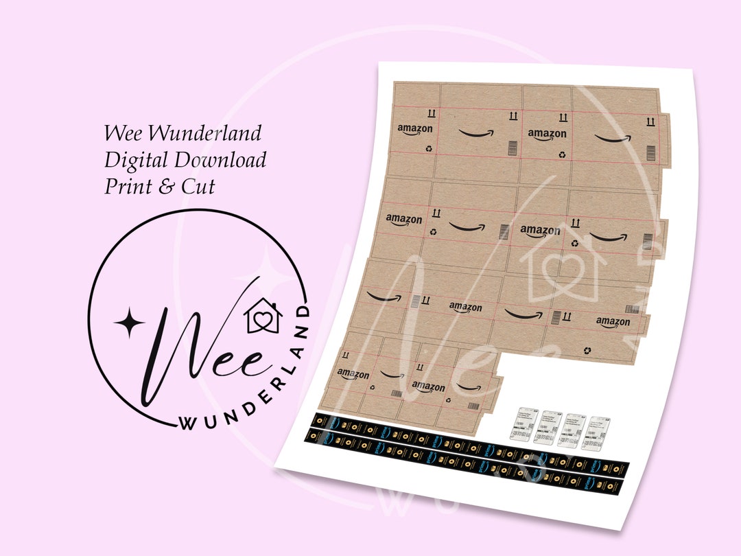 Printable Mini Amazon Package With Tape and Label, Miniature Dollhouse ...