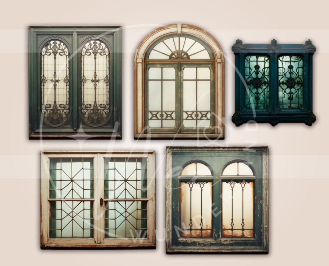 Gothic Ornate Vintage Style Windows - Miniature Dollhouse - Printed ...