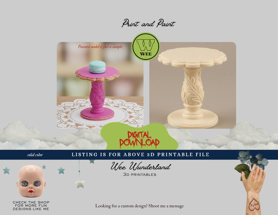 3D Printable STL File - Ornate Floral Display Pedestal Stand / Table ...
