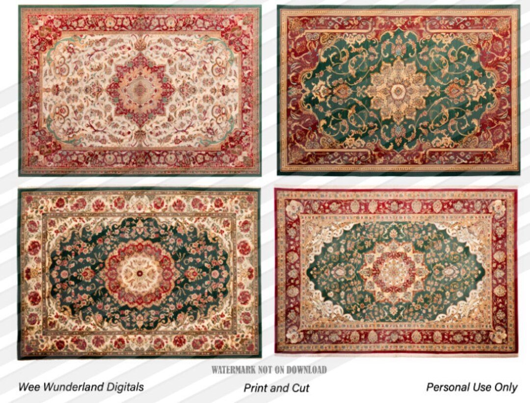 Vintage Victorian Printable Miniature Dollhouse Rugs Digital Collage ...