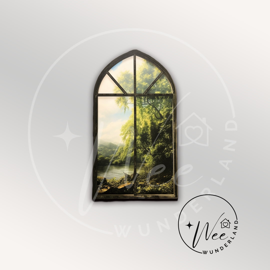 Arched Window Miniature Wood Dollhouse - Printed on 3mm Wood. Diy Decor ...