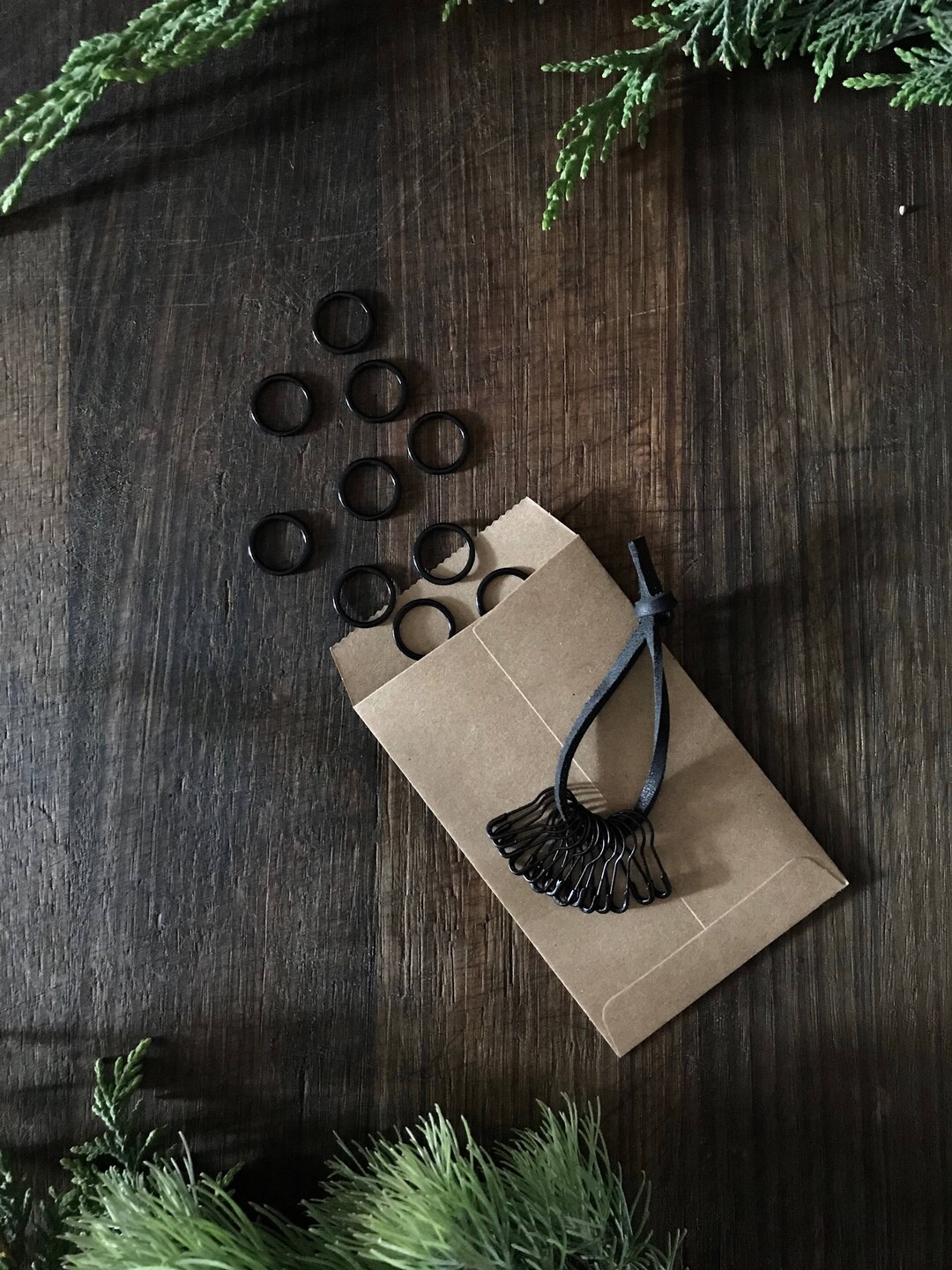 Black Stitch Marker Set/ 10 Snag Free/ Fixed Loop & 15 Black Detachable ...