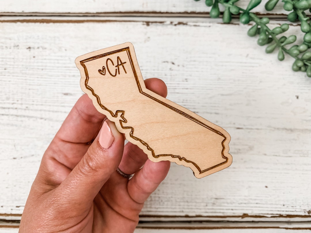 Wooden California Magnet / CA State Outline Refrigerator Magnet / Laser ...
