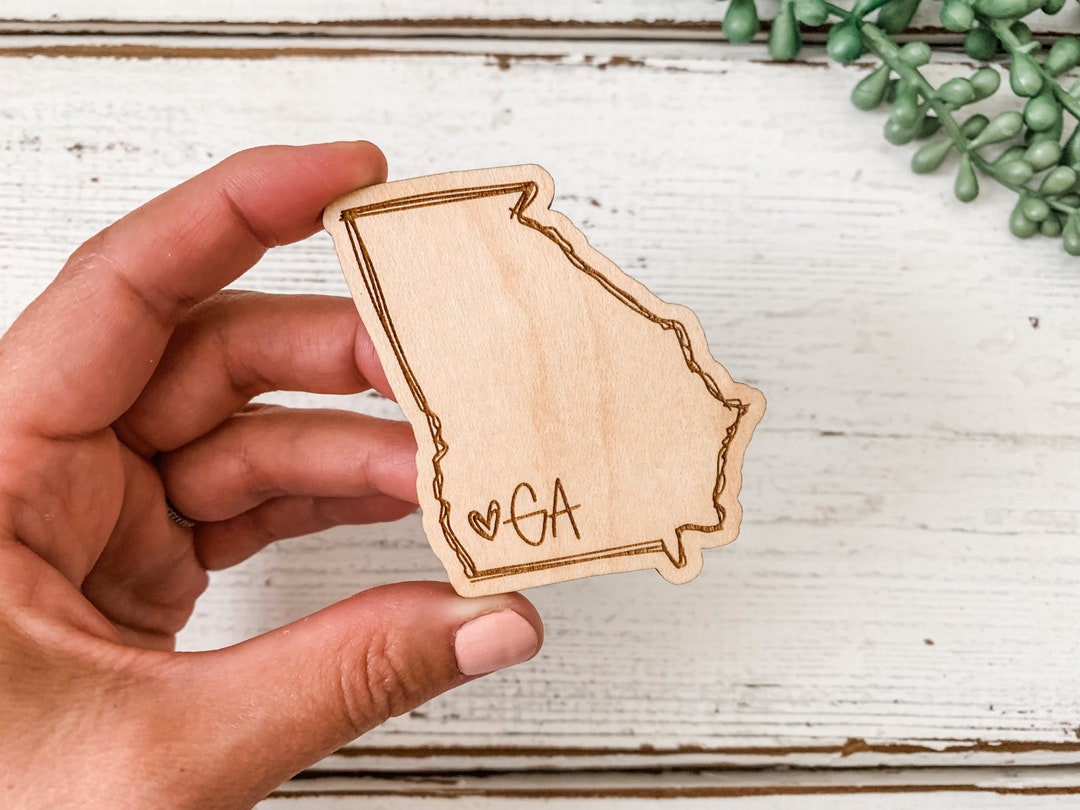 Wooden Georgia Magnet / Refrigerator Magnets / Laser Engraved State ...