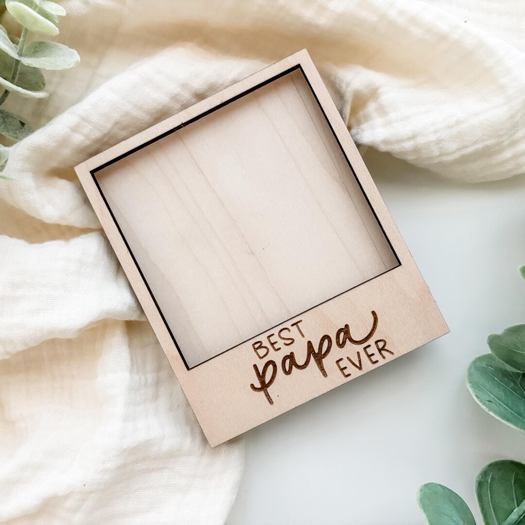 Best Papa Ever Wood Mini Photo Frame | Engraved Magnetic Picture Frame ...