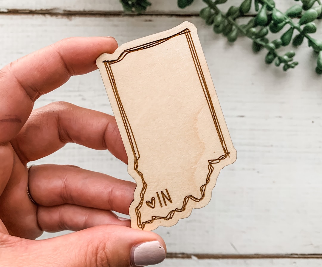 Wooden Indiana Magnet / Cute Refrigerator Magnets / Laser Engraved ...