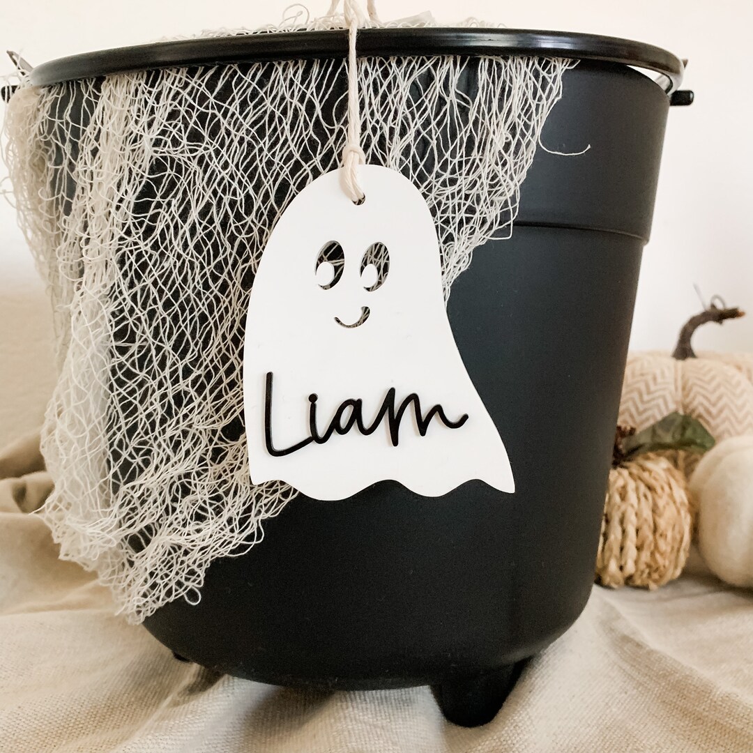 Hand Lettered Acrylic Ghost Name Tags | 3D Personalized Halloween Name ...