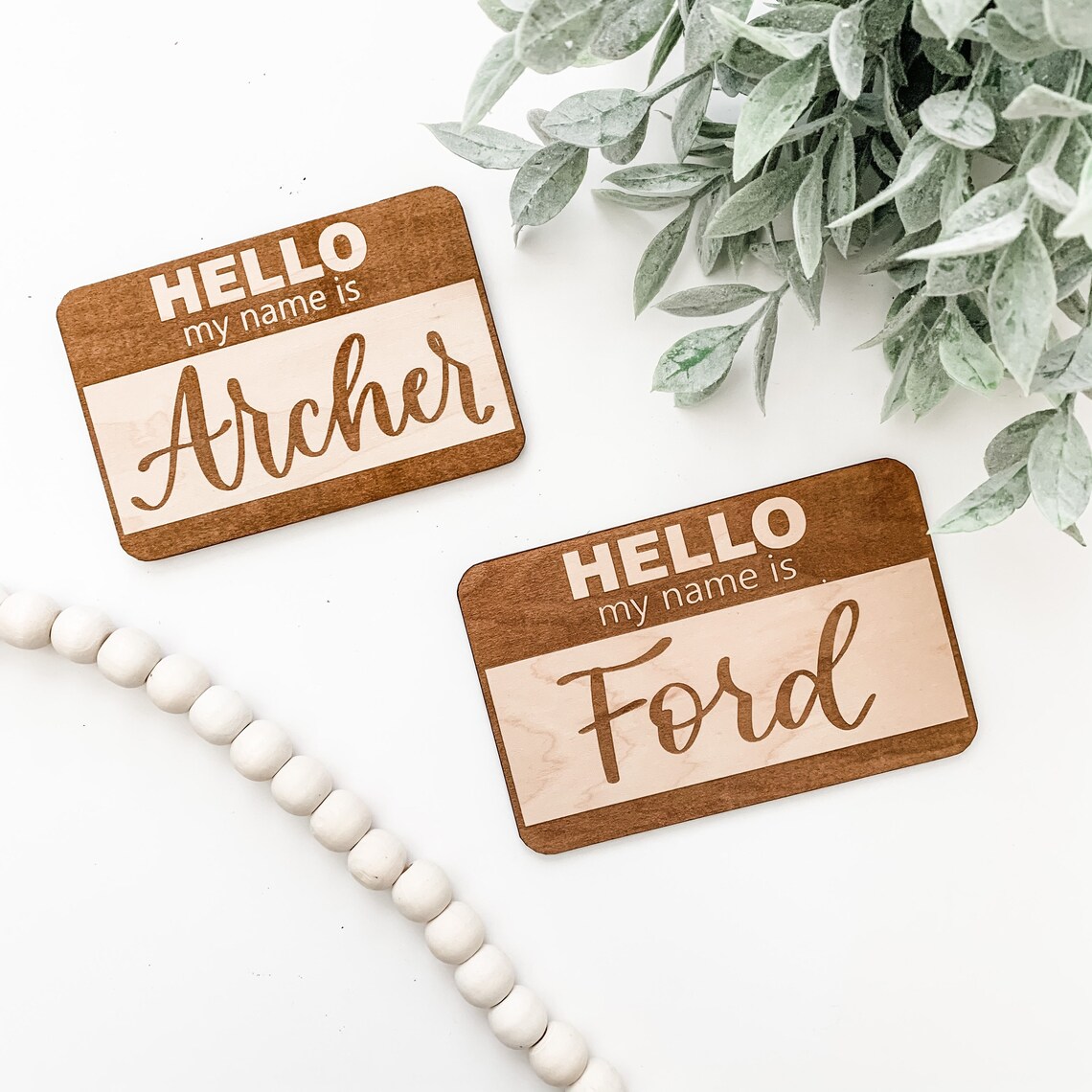 Hand Lettered Wooden Baby Name Tag / Personalized Newborn - Etsy