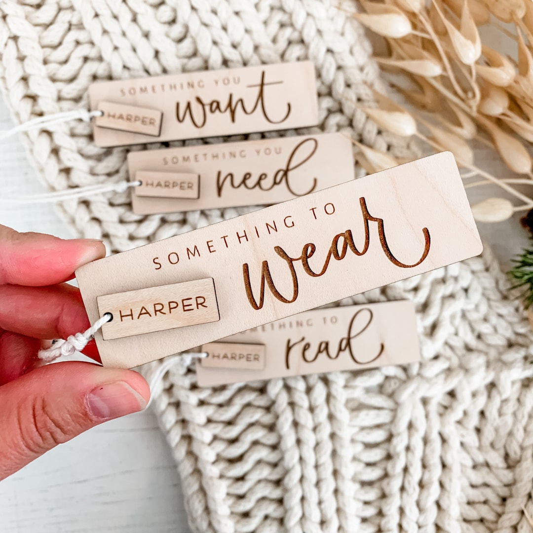 Personalized Something You Wear Need Want Read Christmas Gift Tags ...