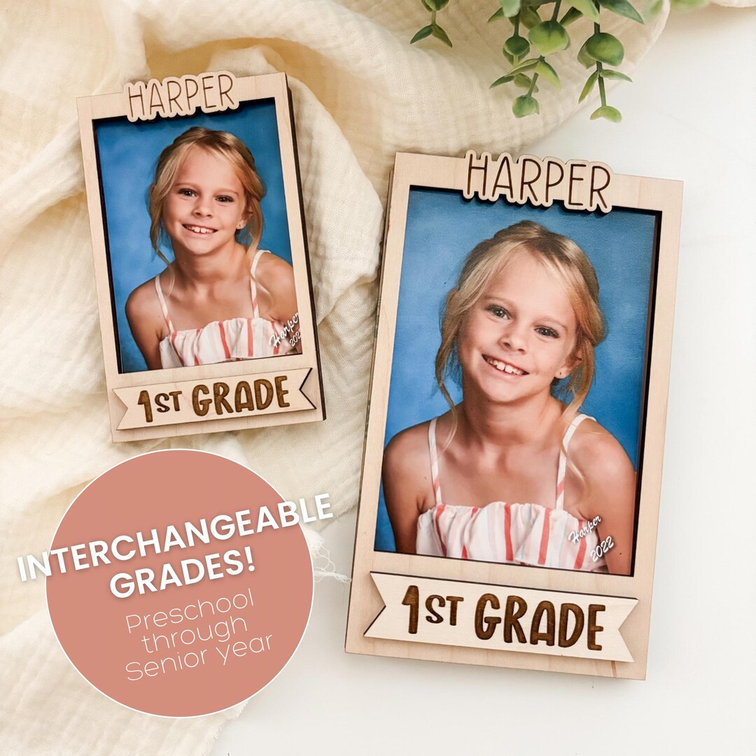 Wooden Personalized School Picture Frame: Interchangeable Grades - Etsy