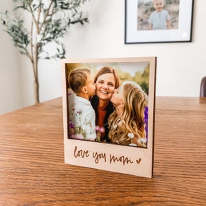Love You Mom Wood Polaroid Photo Frame Magnet Mothers Day Gift Picture ...