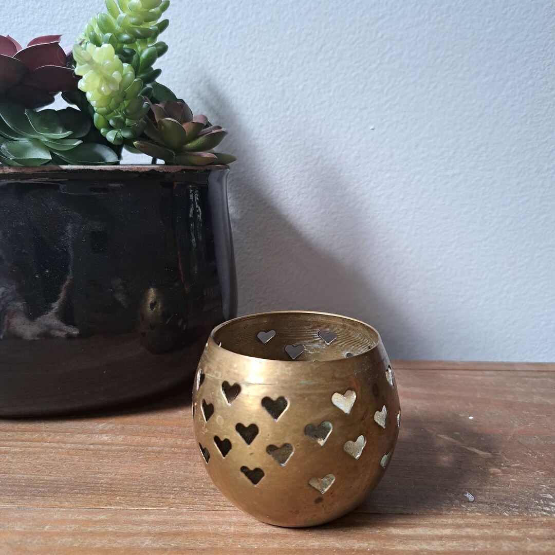 Small Brass Votive With Heart Cut Outs - Etsy