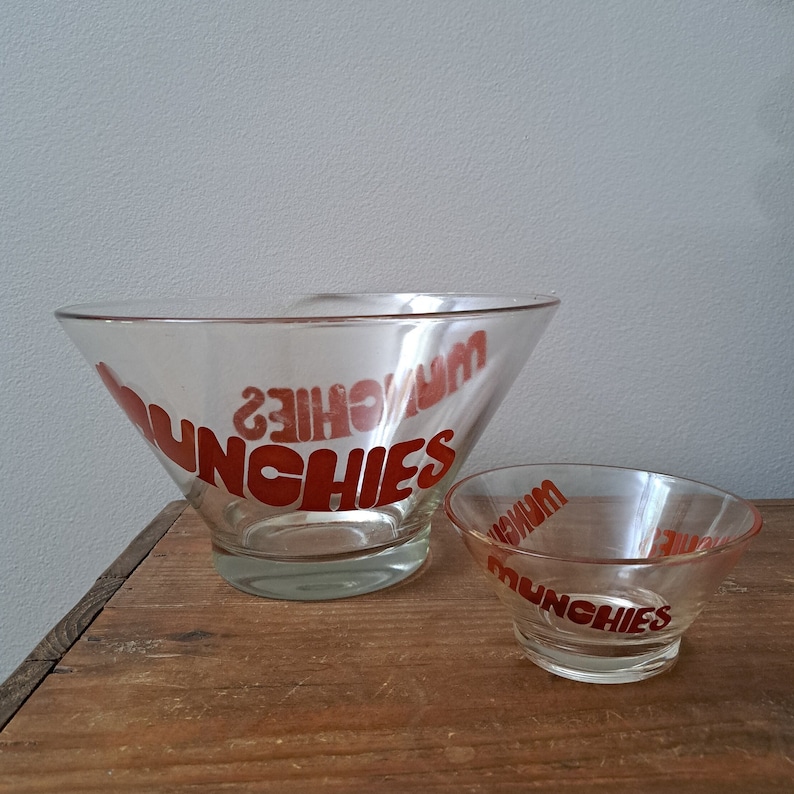Vintage Retro Wheaton "munchies" Chip and Dip Glass Snack Bowl Set - Etsy