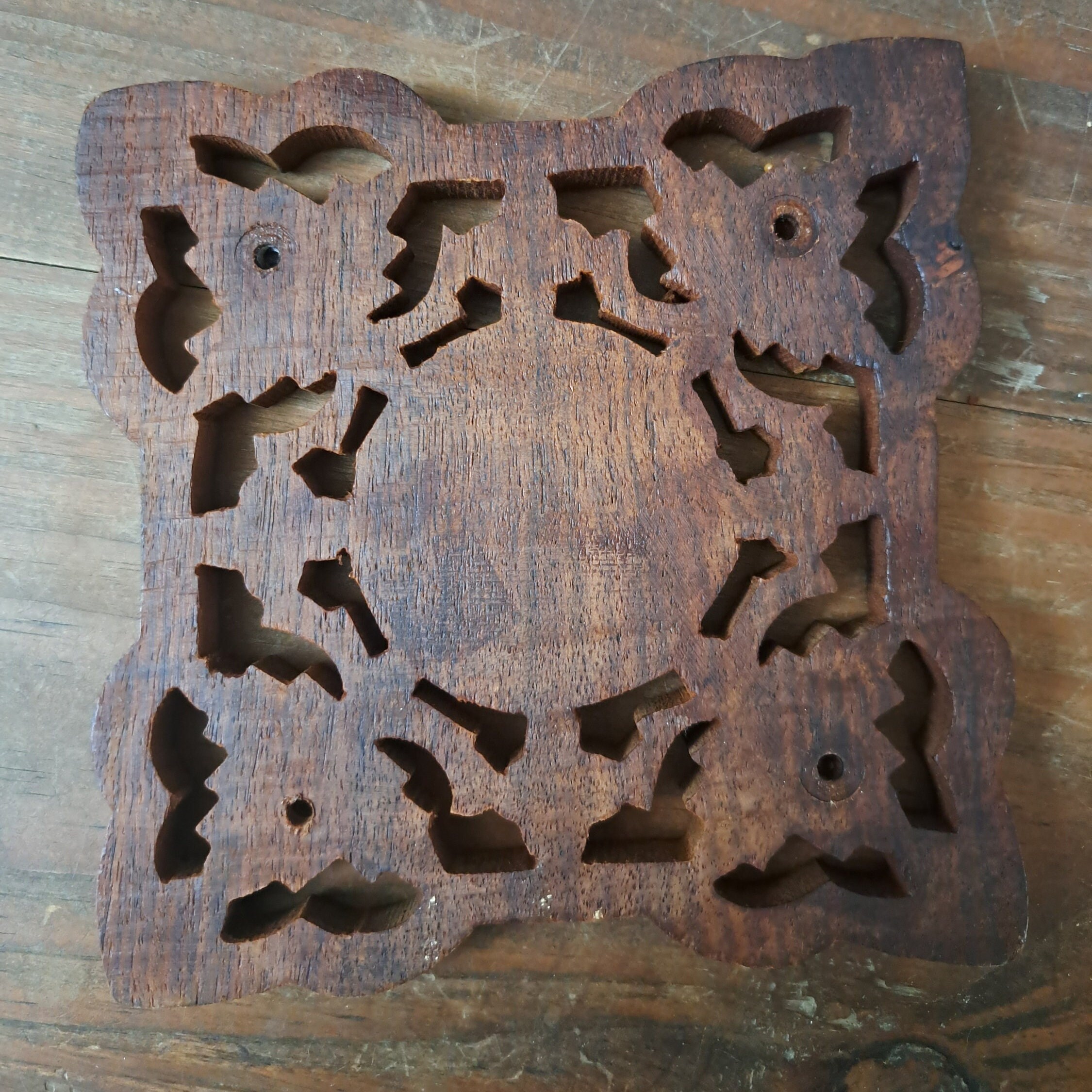 Vintage Wood Carved Trivets Flower Leaves Boho Trivets. Boho Rustic ...