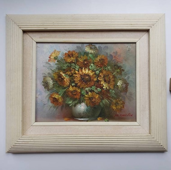 Original Signed Sunflower Painting Artwork Wall Hanging Decor - Etsy