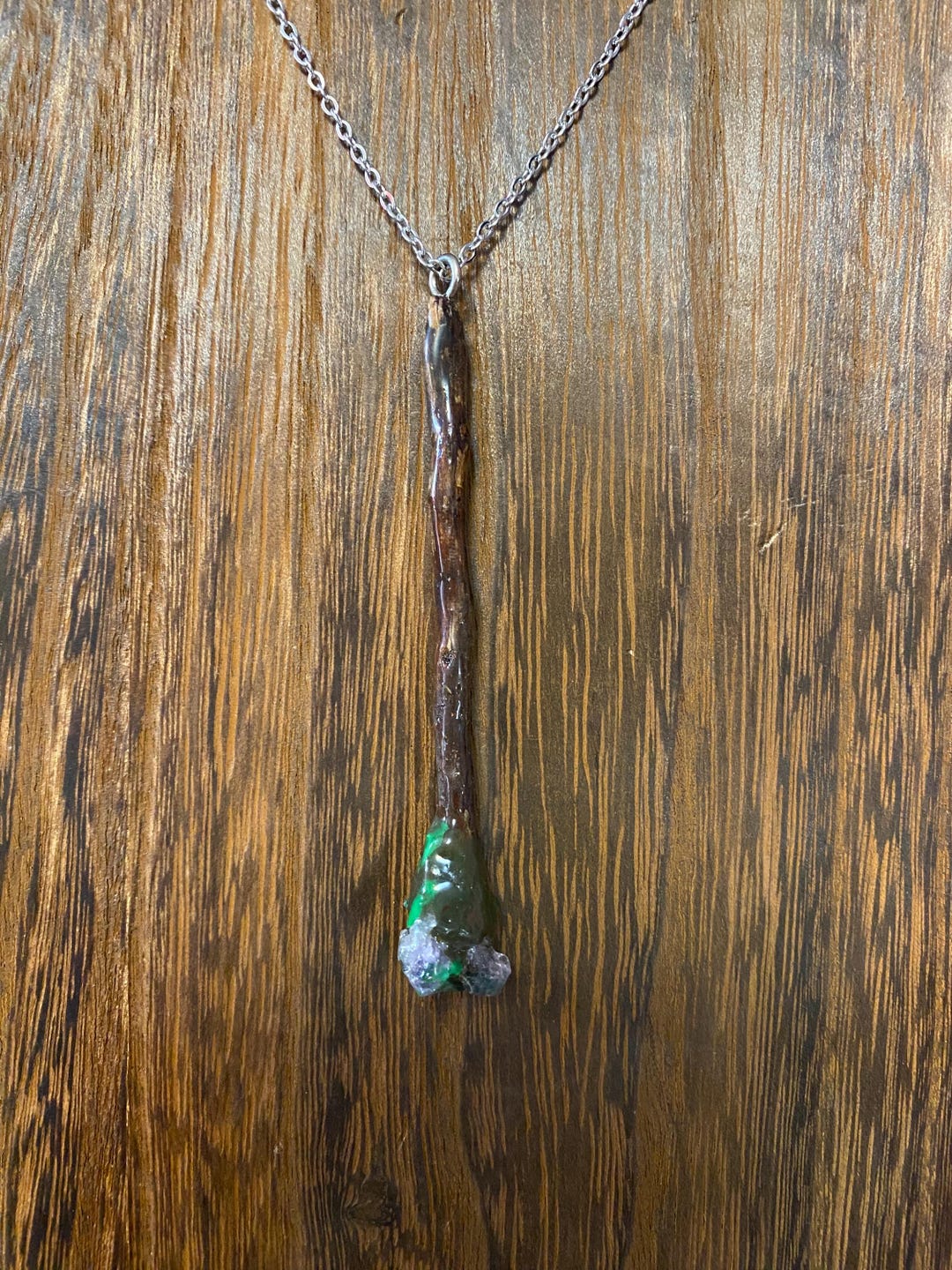Oak and Crystal Wand Talisman Oak Branch With Amethyst, Green ...