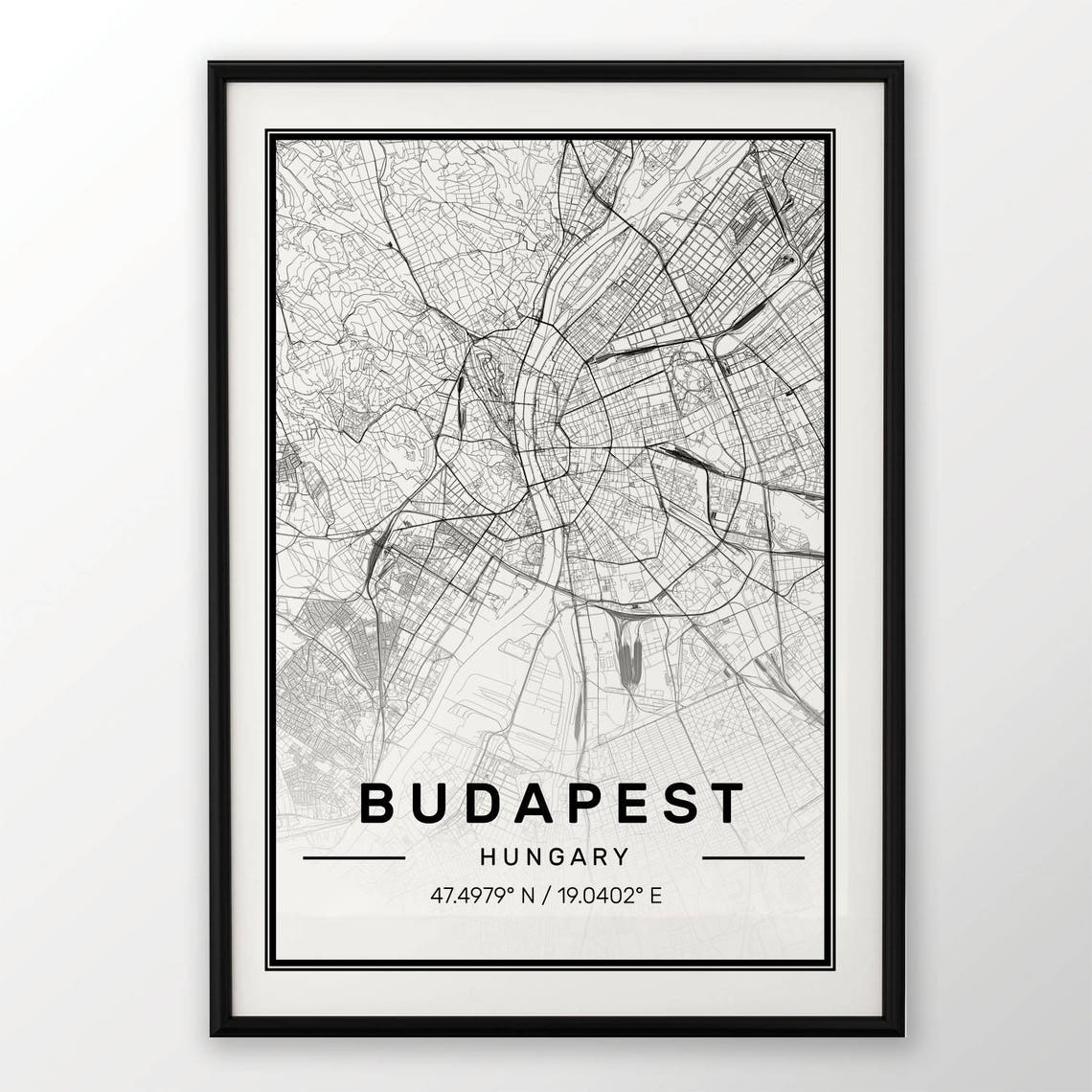 Budapest City Map Print Modern Contemporary Poster in Sizes - Etsy