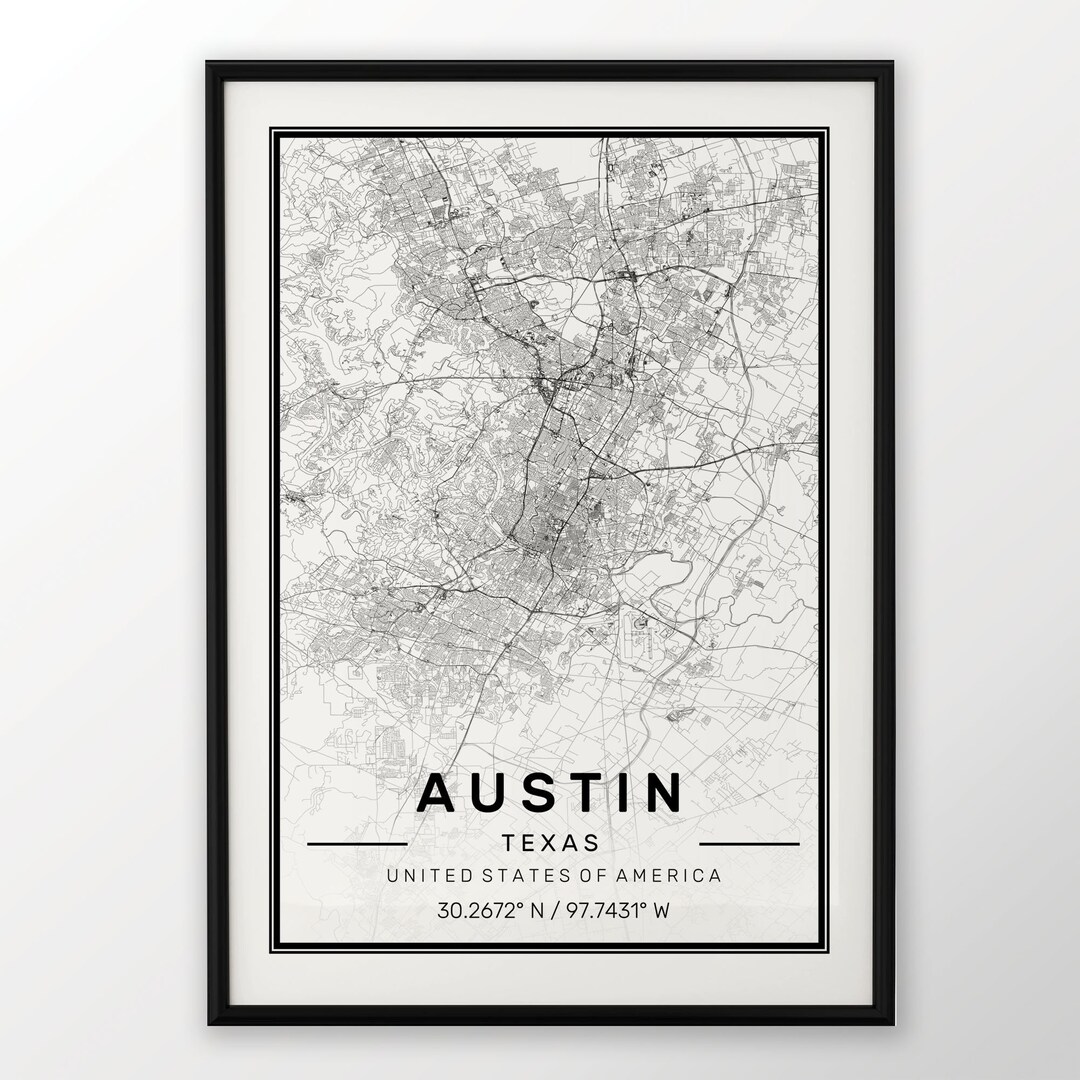 Austin City Map Print, Custom Personalised, 3 for the Price of 2 Modern ...