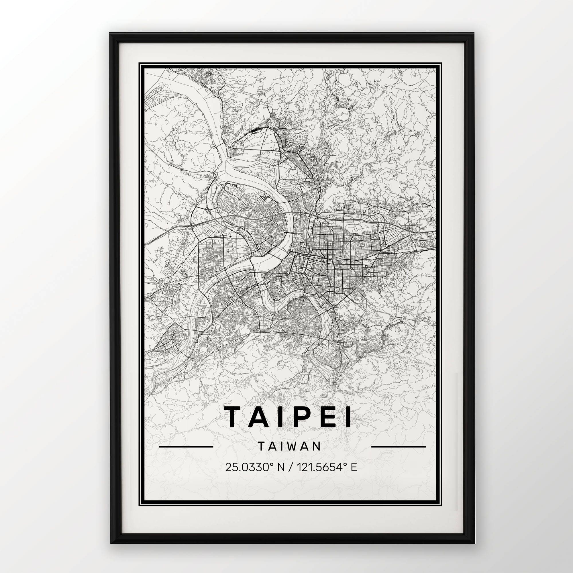 Taipei City Map Print Modern Contemporary poster in sizes | Etsy
