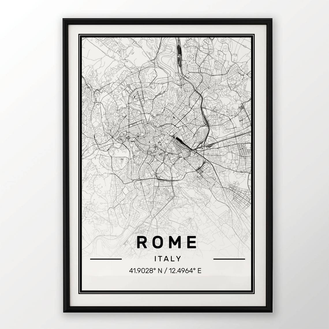 Rome City Map Print Modern Contemporary Poster in Sizes 50x70 - Etsy