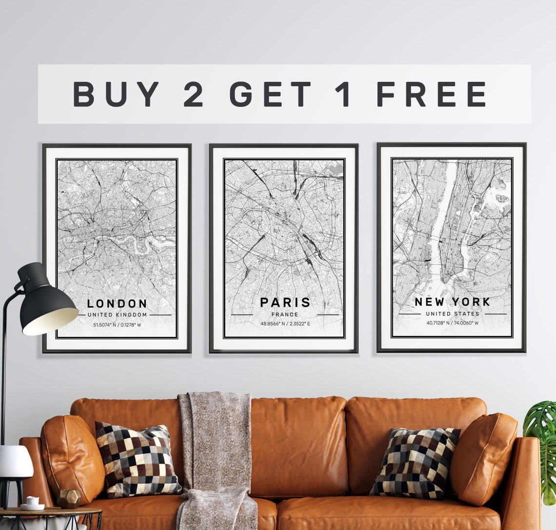 City Map Prints Custom Personalised 3 for the Price of 2 - Etsy UK