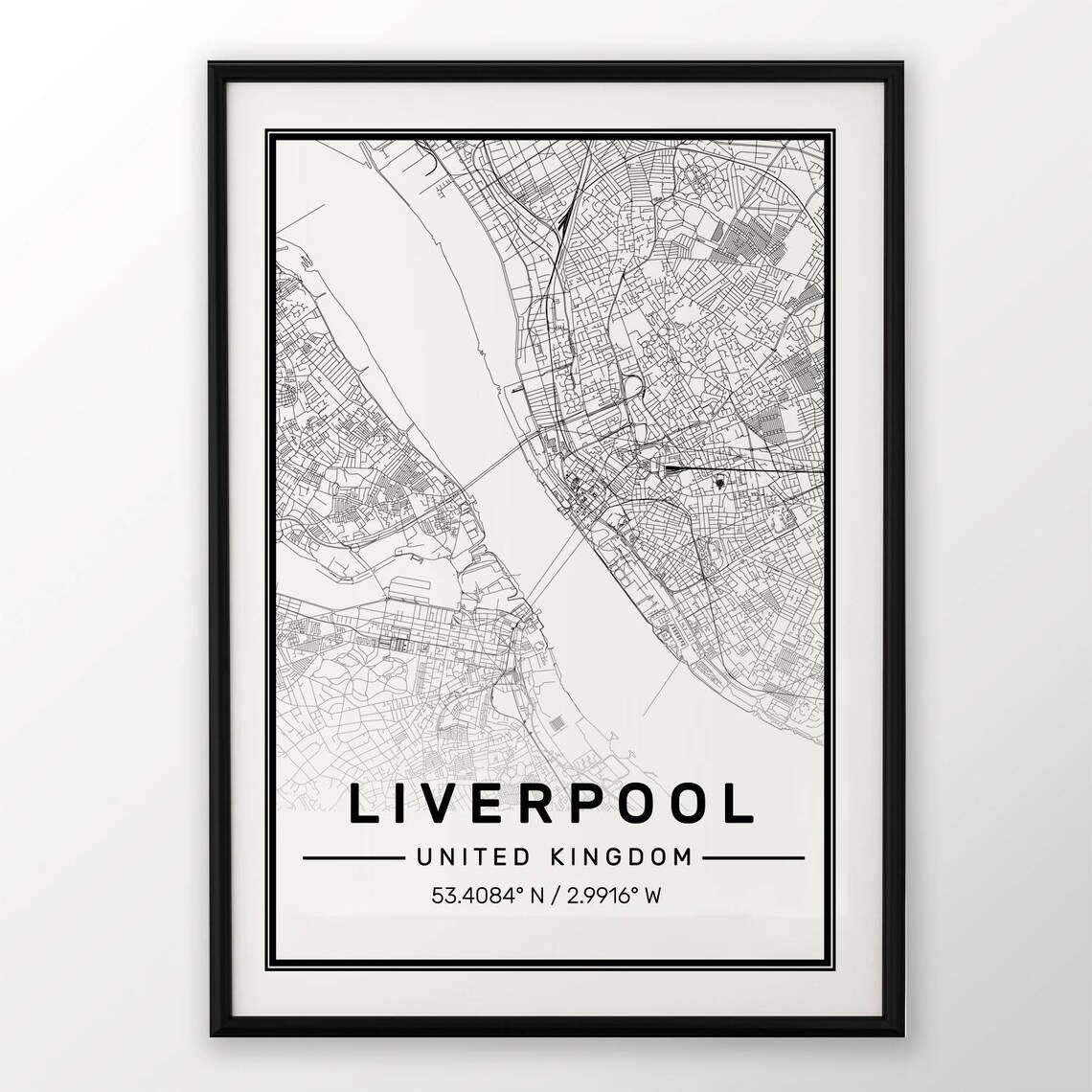 Liverpool City Map Print Modern Contemporary Poster in Sizes - Etsy UK