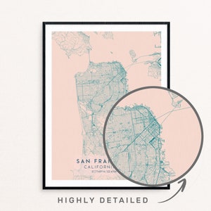 Blush Pink City Map Prints, Buy 2 Get 1 FREE, Custom Map Poster, Frame ...