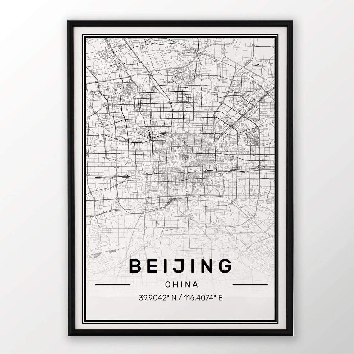 Beijing City Map Print Modern Contemporary poster in sizes | Etsy