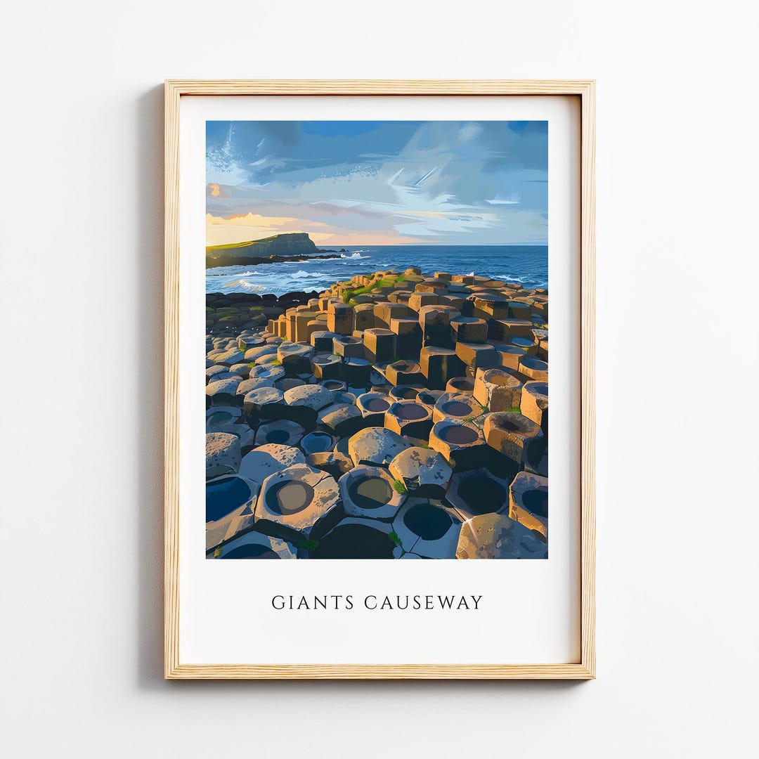 Giants Causeway Poster Travel Print Wall Art Northern Ireland Art Wall ...