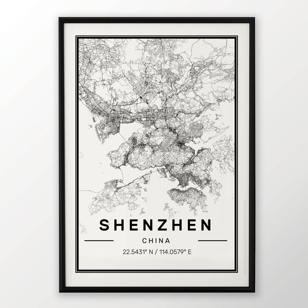 Shenzhen City Map Print Modern Contemporary Poster in Sizes 50x70 Fit ...