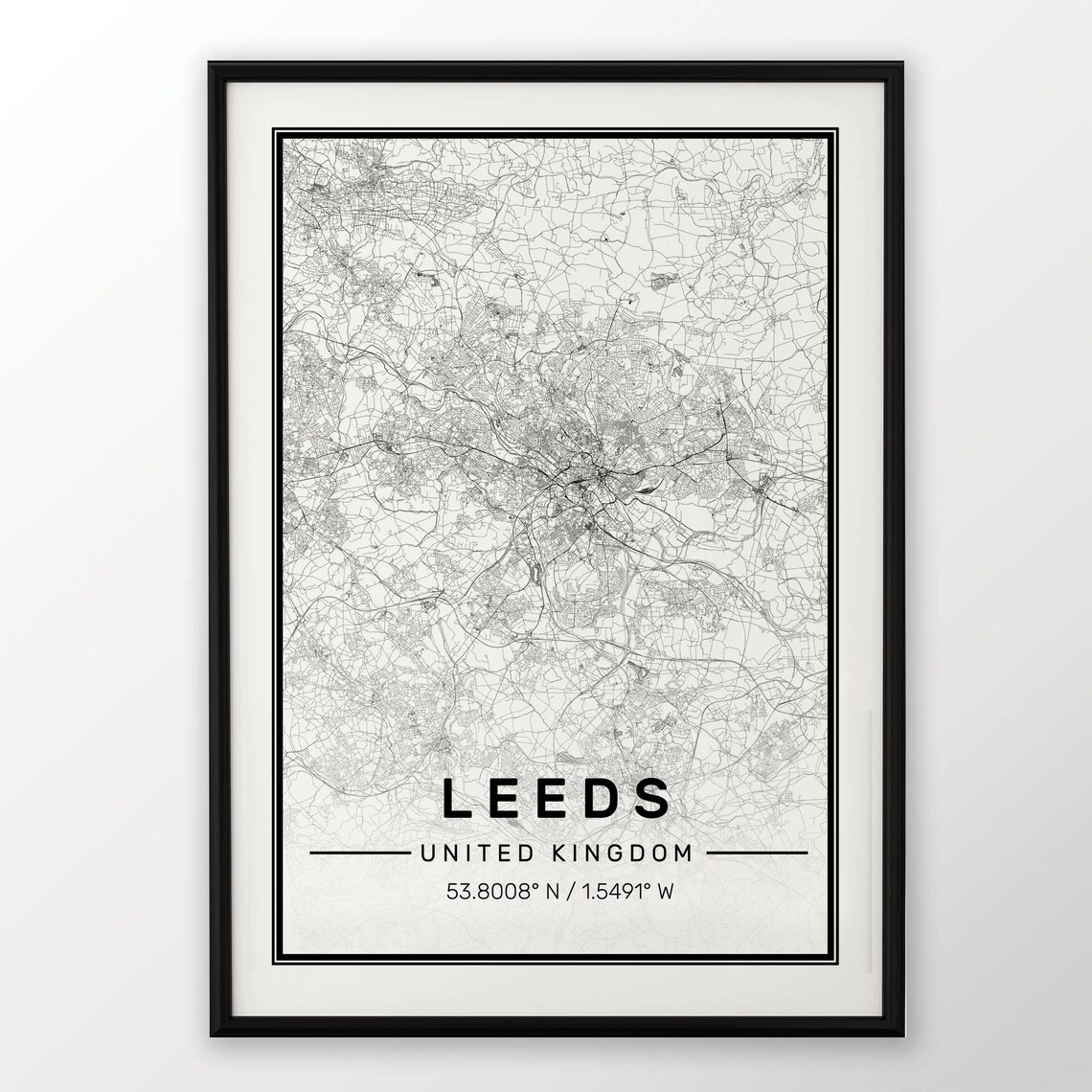 Leeds City Map Print Modern Contemporary Poster in Sizes 50x70 | Etsy
