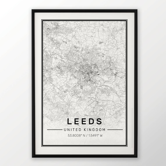 Leeds City Map Print Modern Contemporary Poster in Sizes 50x70 | Etsy