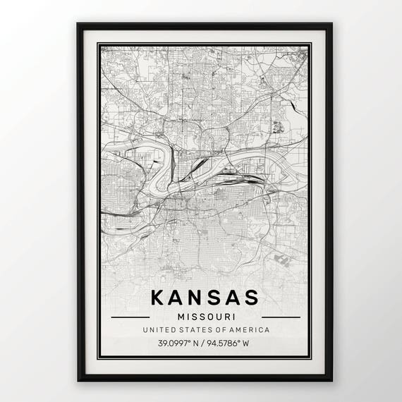 Kansas City Map Print Modern Contemporary Poster in Sizes | Etsy