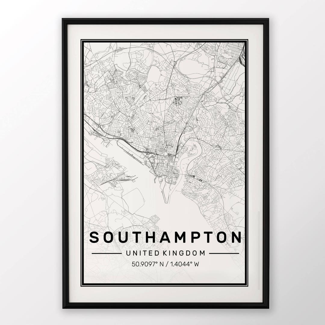 Southampton City Map Print Modern Contemporary Poster in Sizes 50x70 ...