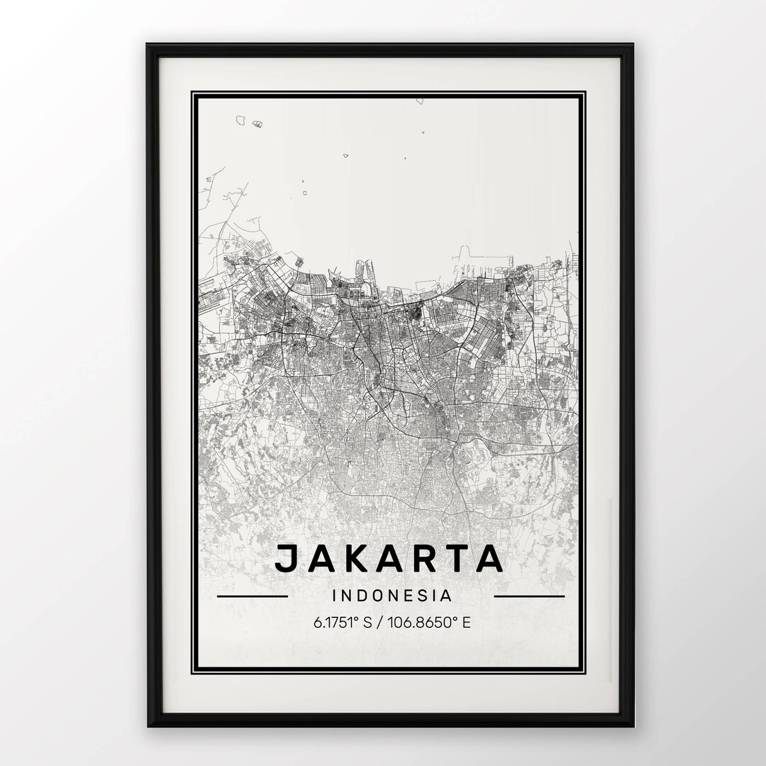 Jakarta City Map Print Modern Contemporary Poster in Sizes 50x70 Fit ...