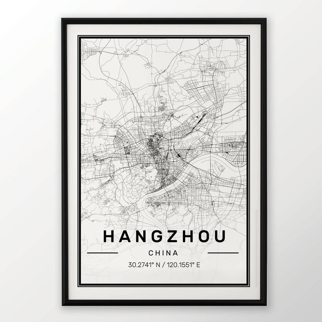 Hangzhou City Map Print Modern Contemporary Poster in Sizes 50x70 Fit ...
