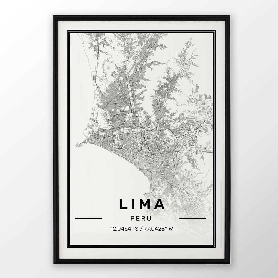 Lima City Map Print Modern Contemporary Poster in Sizes 50x70 Fit for ...