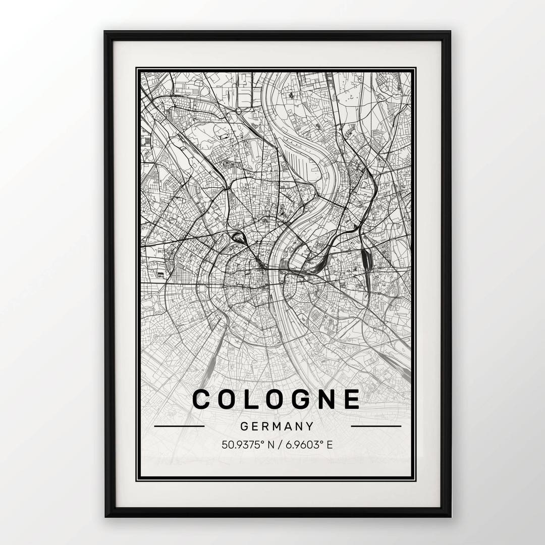 Cologne City Map Print Modern Contemporary Poster in Sizes - Etsy