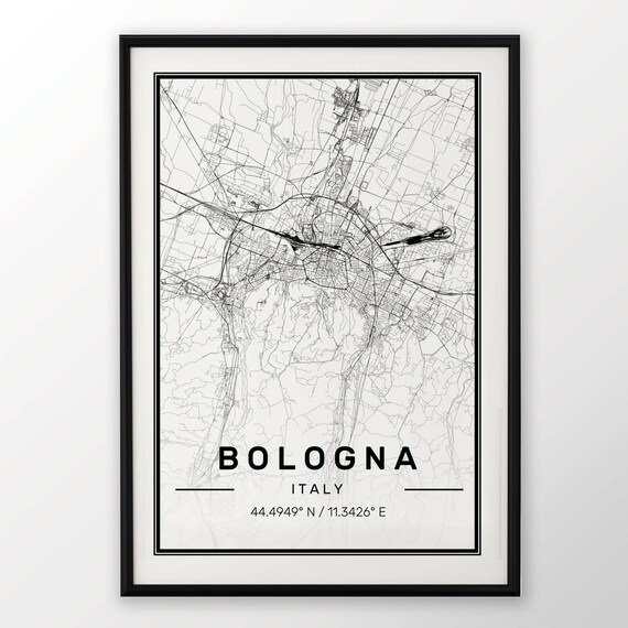 Bologna City Map Print Modern Contemporary Poster in Sizes | Etsy