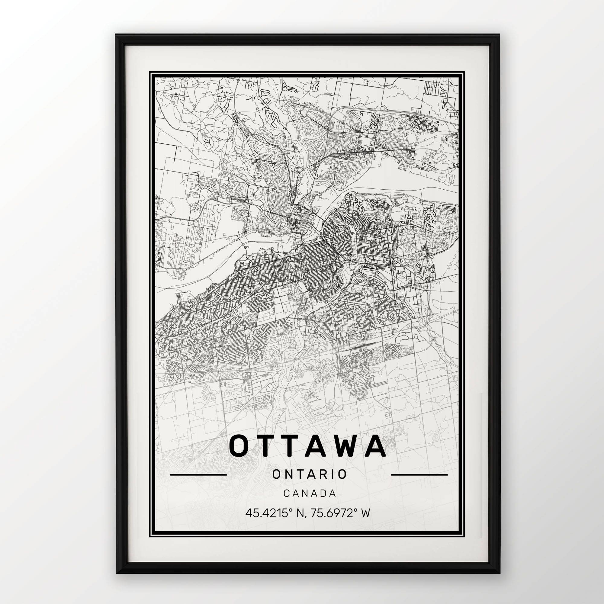 Ottawa City Map Print Modern Contemporary poster in sizes | Etsy