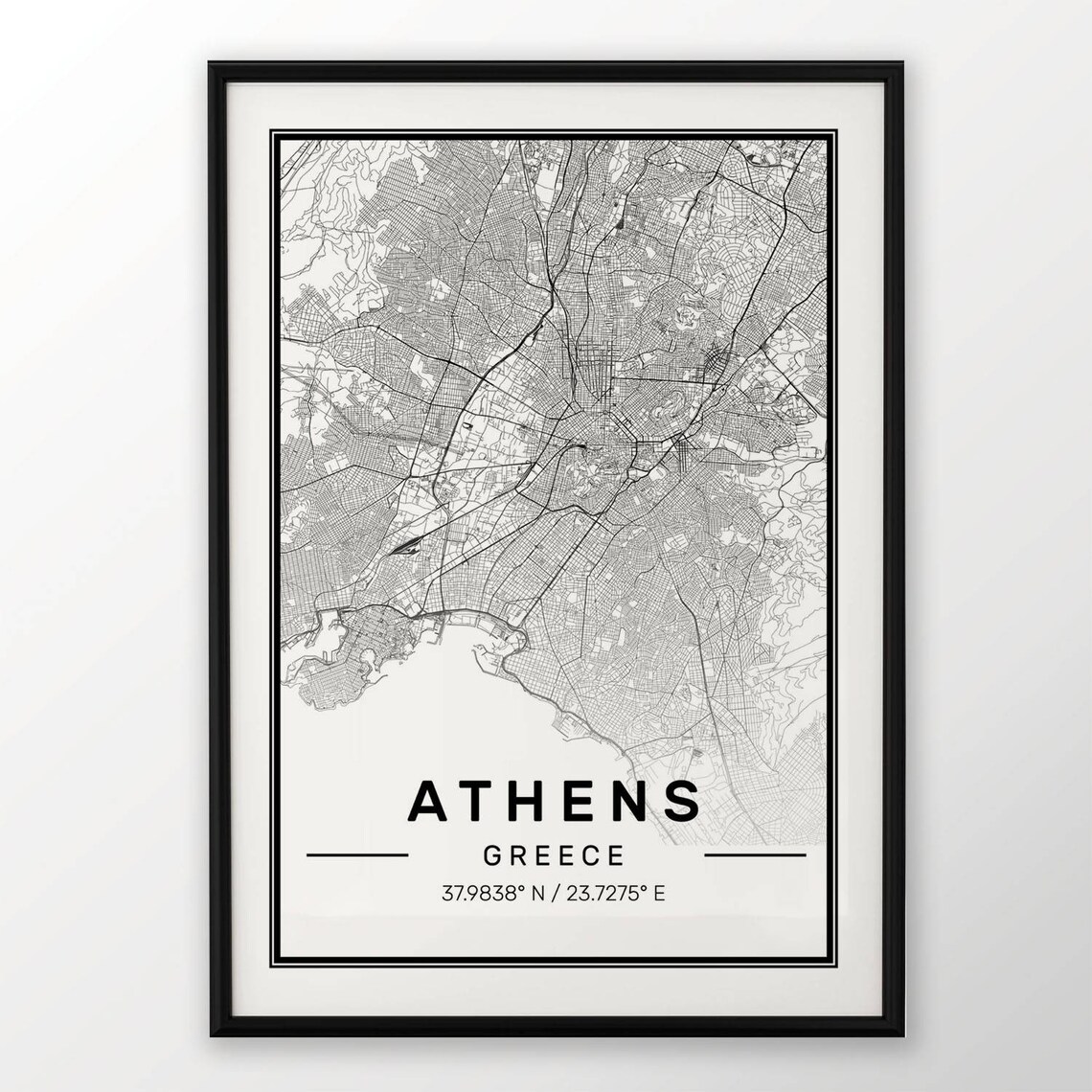 Athens City Map Print Modern Contemporary Poster in Sizes - Etsy UK