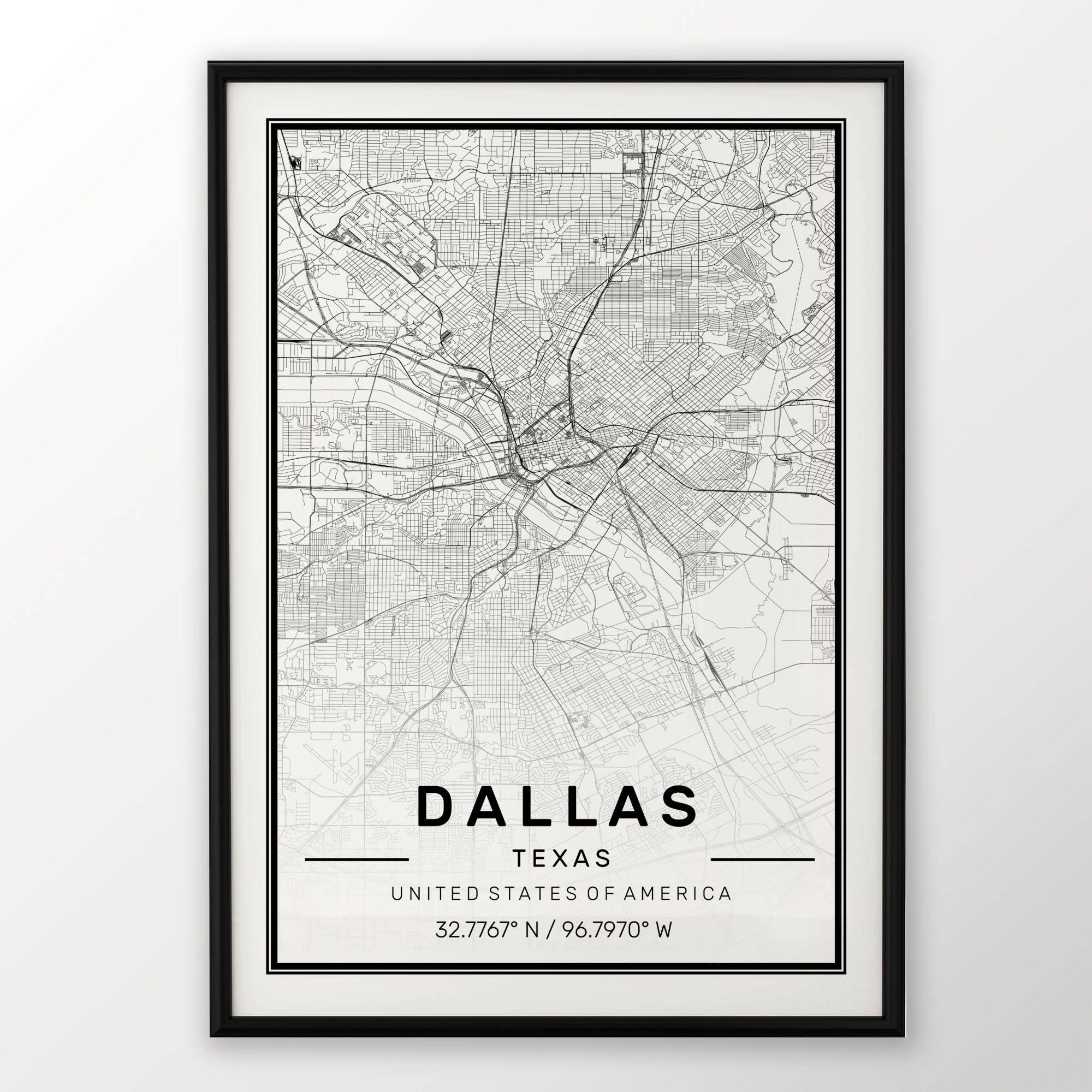 Dallas City Map Print Modern Contemporary Poster in Sizes | Etsy