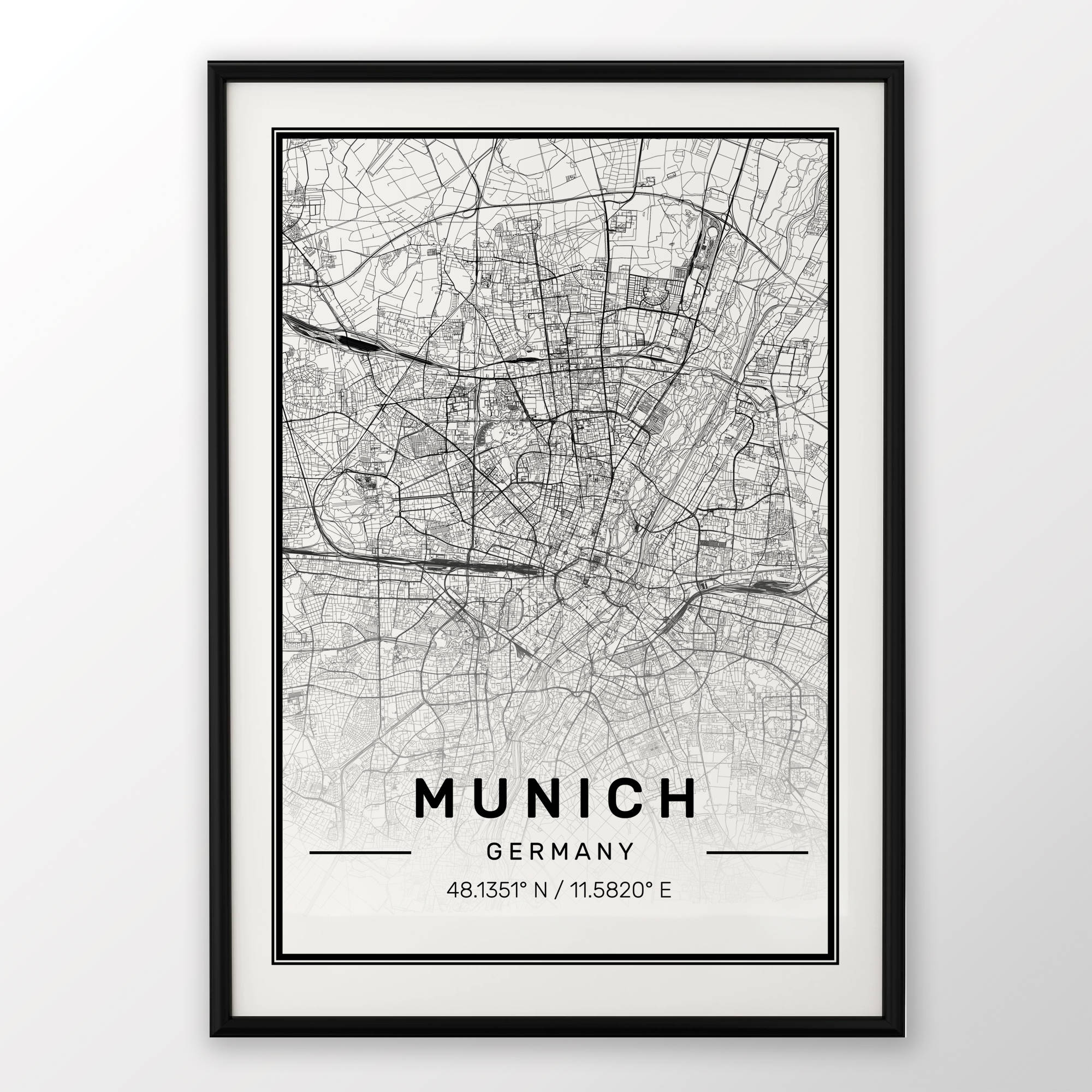 Munich City Map Print Modern Contemporary poster in sizes | Etsy