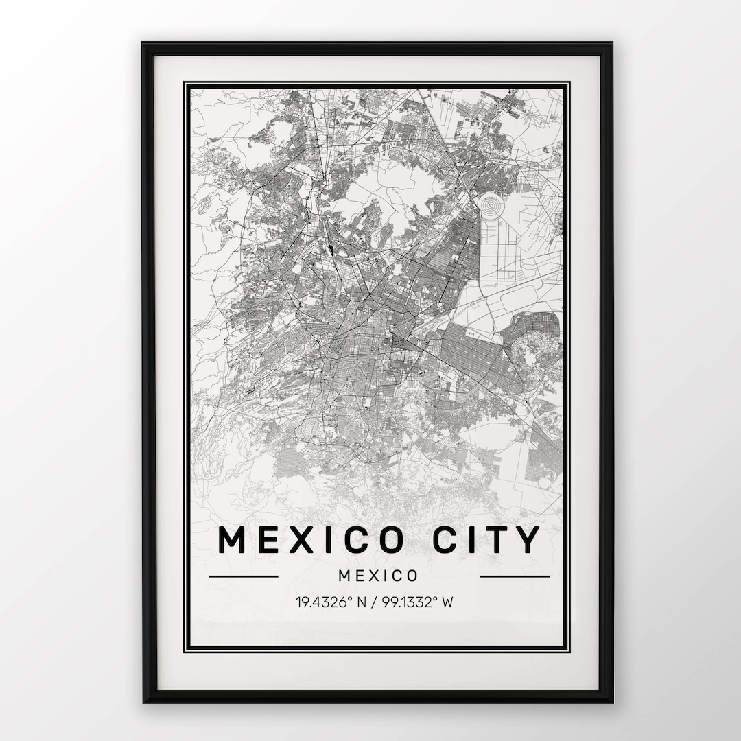 Mexico City Map Print, Modern Contemporary Poster in Sizes 50x70 Fit ...
