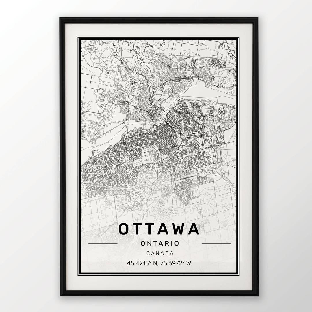 Ottawa City Map Print Modern Contemporary Poster in Sizes 50x70 Fit for ...